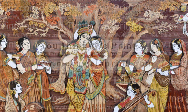 Raised crafted Indian Hindu Gods Krishna and Radha on wood whole ...
